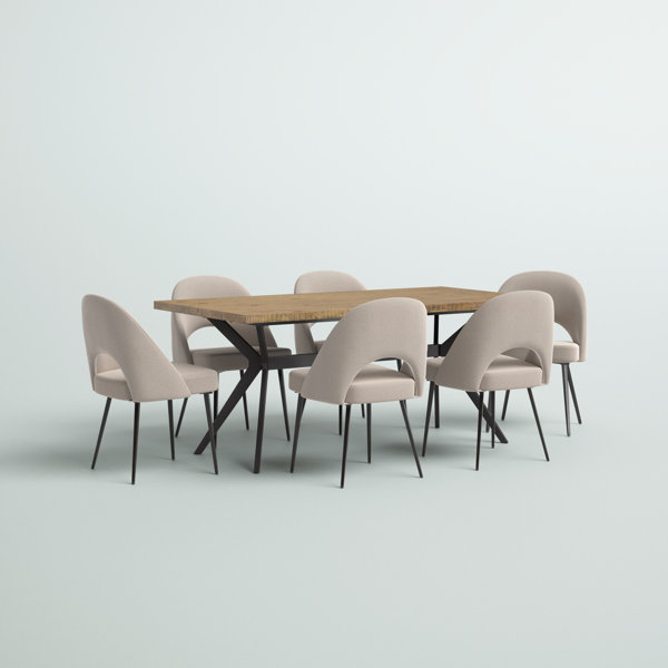 Mercury Row® Etna 7 - Piece Solid Wood Top Trestle Dining Set & Reviews | Wayfair